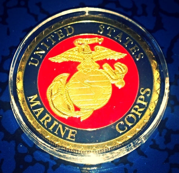 MARINE CORPS DEVIL DOGS BAR & GRILL #647 COLORIZED ART ROUND – Vintage ...